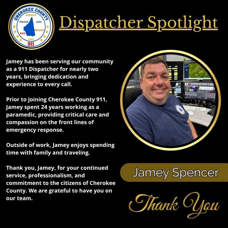 Cherokee County Recognizes 911 Dispatcher Jamey Spencer During National ...