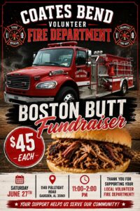 Coates Bend Volunteer Fire Department Announces Boston Butt Fundraiser ...